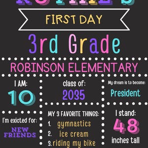 Chalkboard Back to School Sign, Editable First Day of School Sign ...