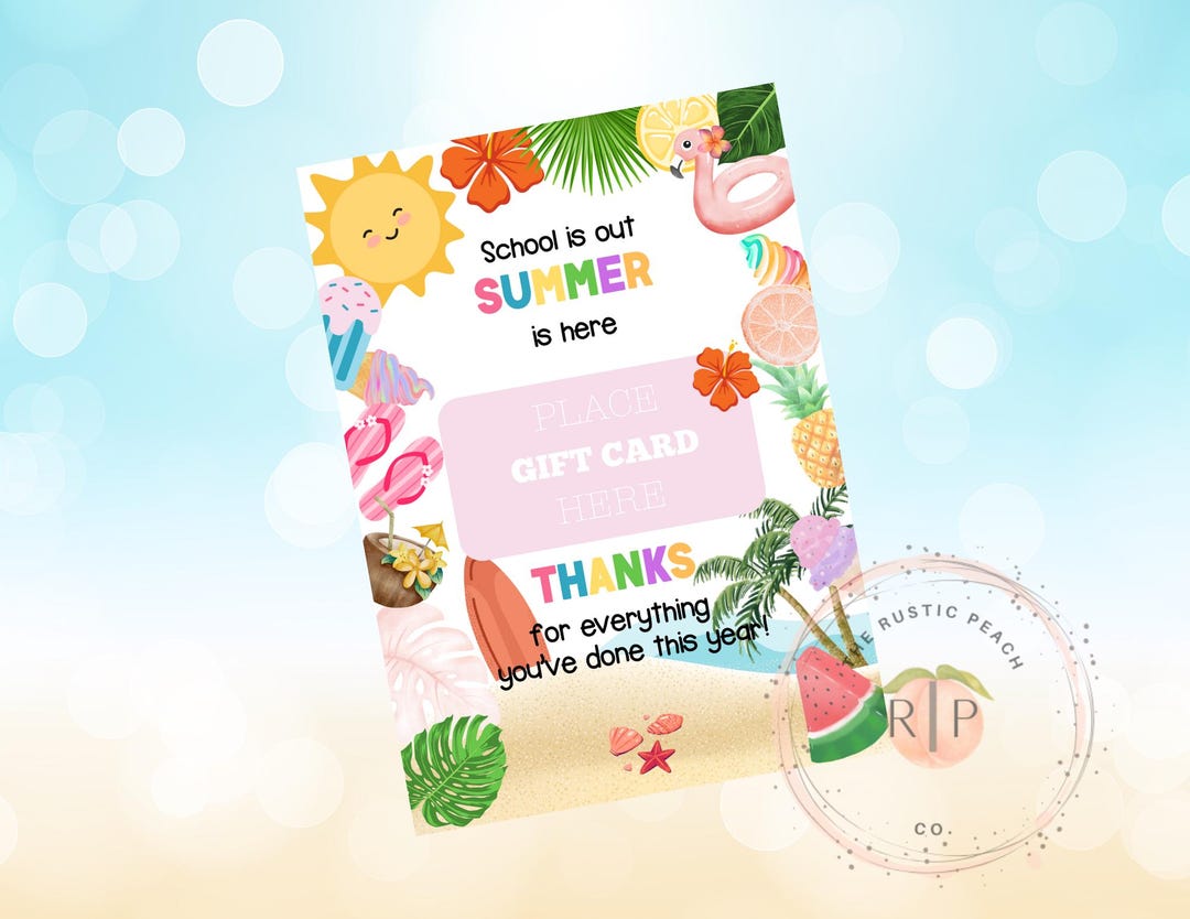 Schools Out Summer is Here Teacher Appreciation Gift Card Holder Summer ...