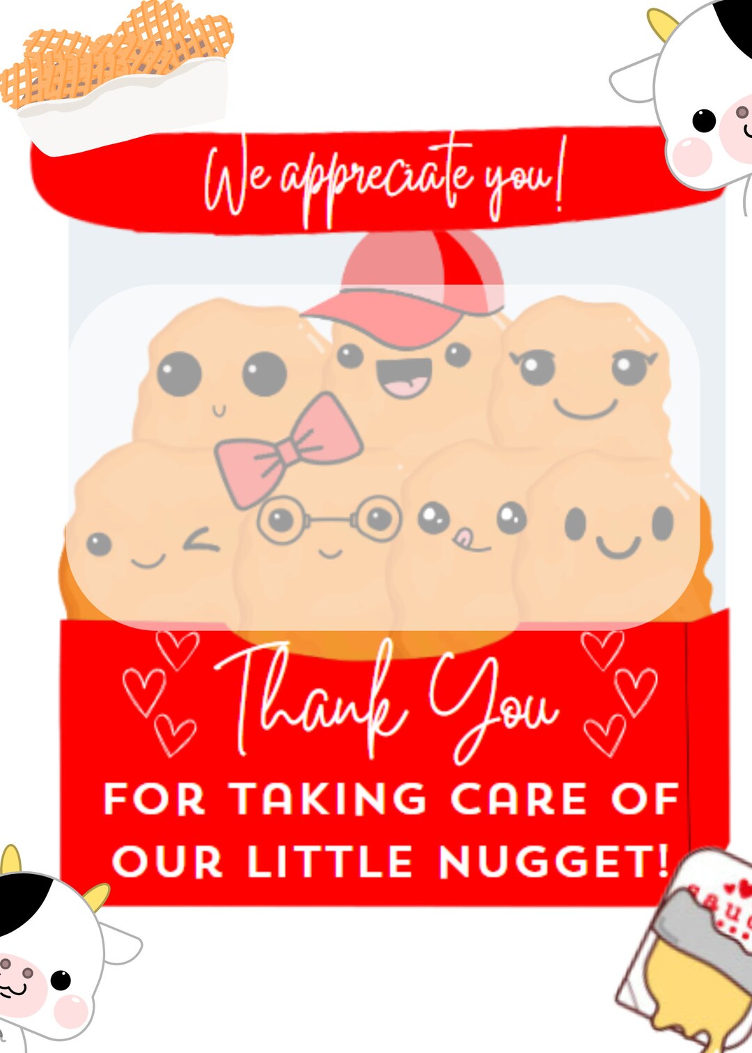 Teacher Appreciation Chicken Nugget Gift Card Holder (PDF) - Etsy