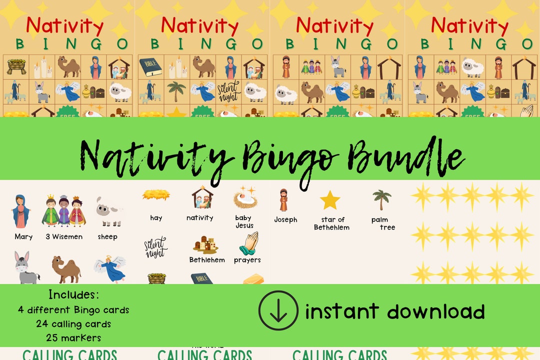 Nativity Bingo Christmas Bingo Christ Birth Bingo Christmas Nativity ...