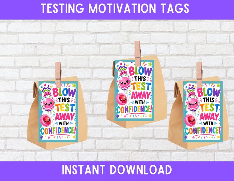 Sucker Gift Tag, Blow This Test Away Gum Lollipop Candy, Good Luck ...