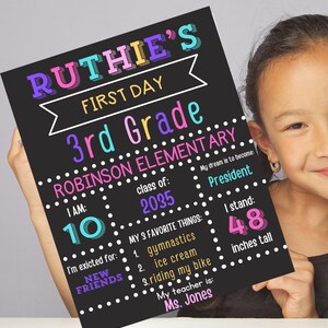 Chalkboard Back to School Sign, Editable First Day of School Sign ...
