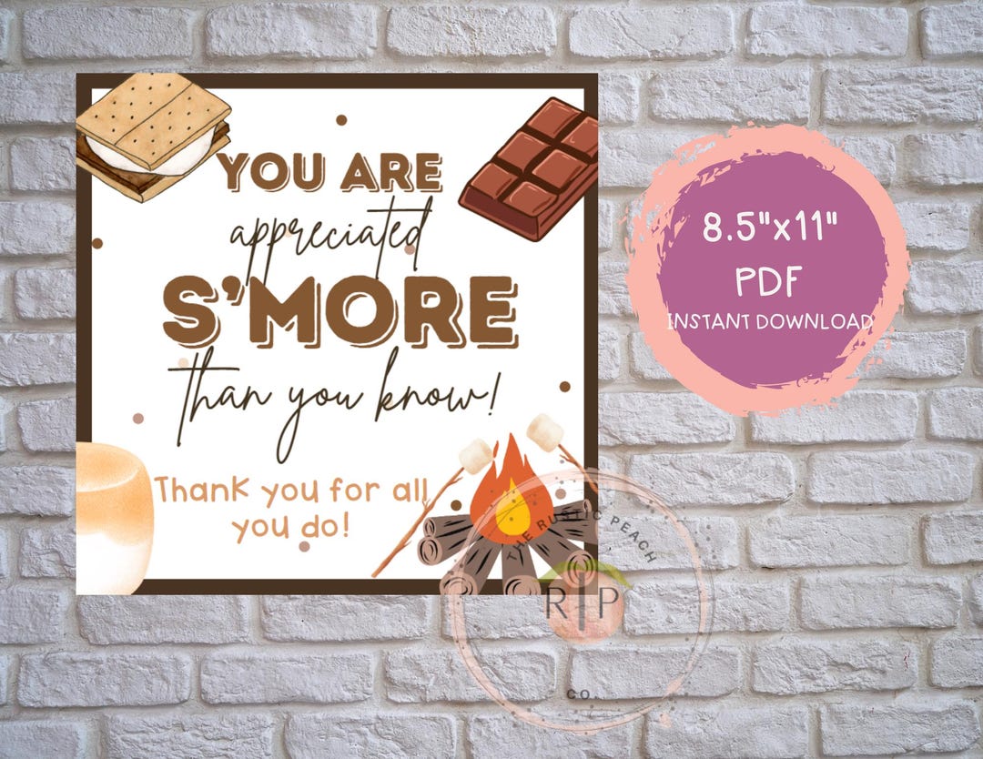 S'more Appreciation Table Sign: Teacher, Nurse, Staff (PDF) - Etsy