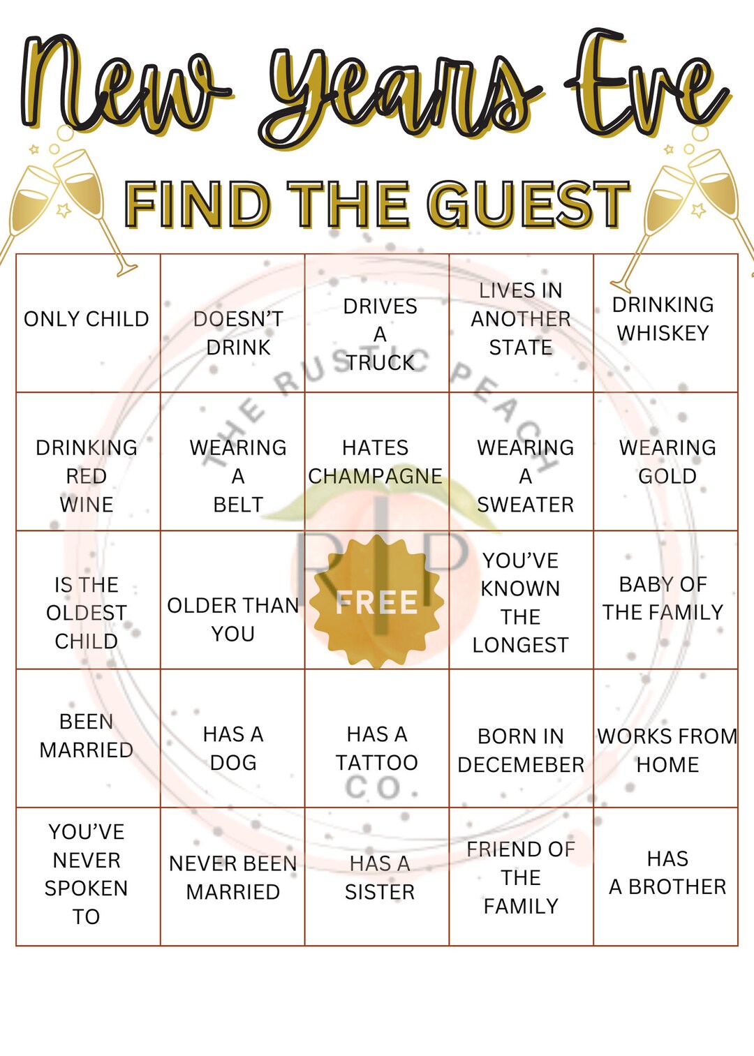 New Years Eve Find the Guest, Printable NYE Game, Activity for Families ...