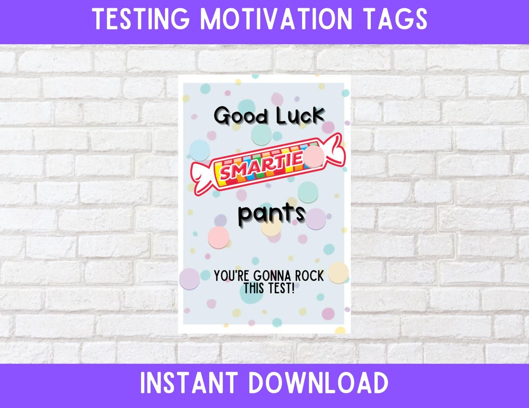 Testing Day Smartie Tags: Good Luck Candy Tag (digital Download) - Etsy