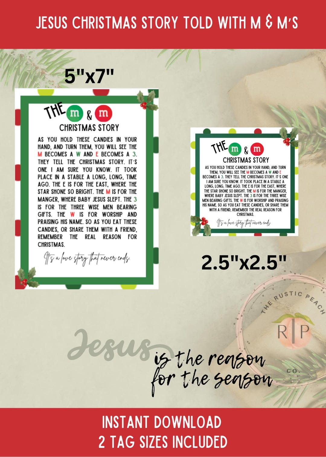 Christmas Story M&M Nativity Legend INSTANT DOWNLOAD Gift Tags Gift ...