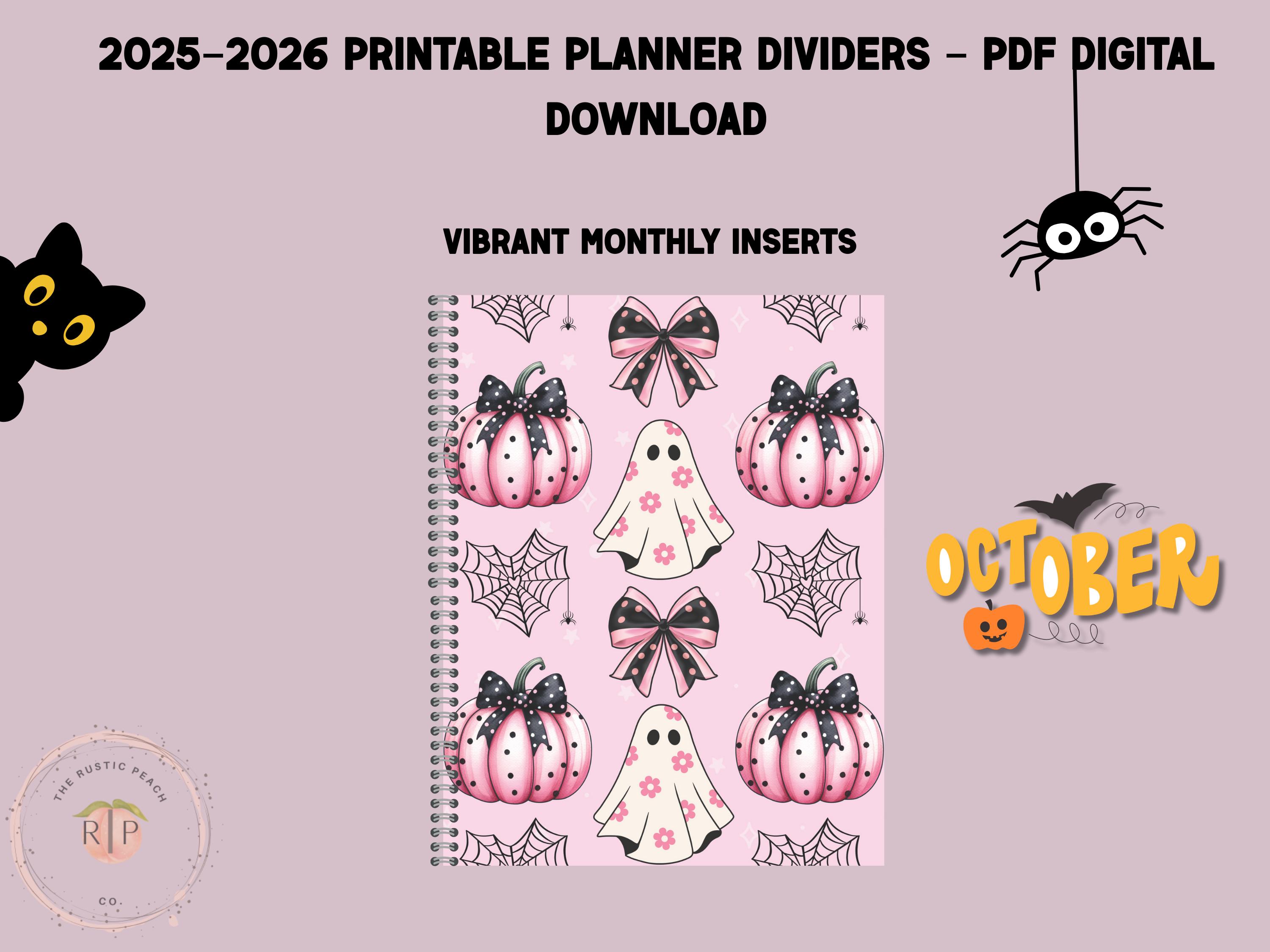 Vibrant Monthly Planner Dividers: 8.5x11 Printable Binder Inserts (PDF ...