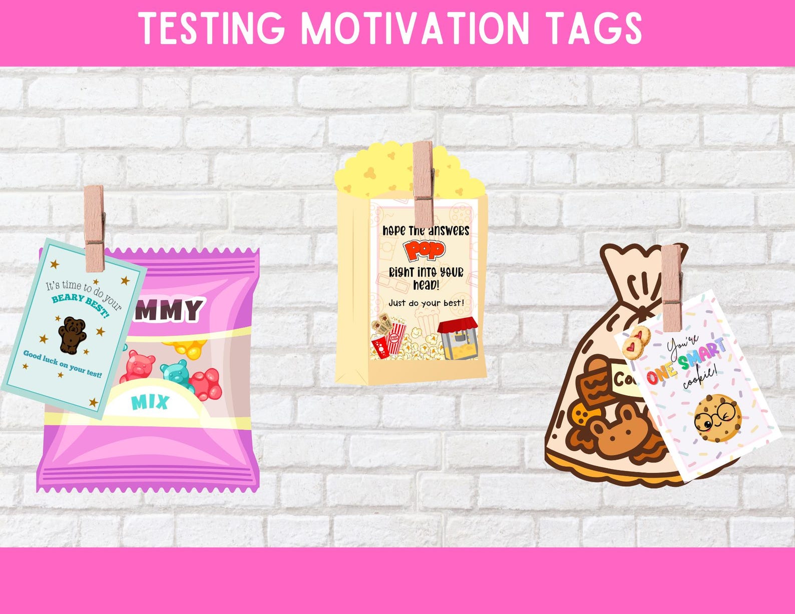 Motivational Testing Treat Tags Bundle: Printable Student Goody Bag ...