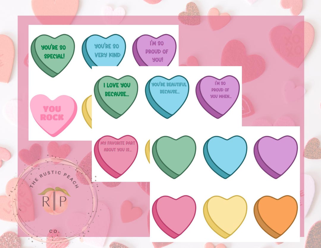 Valentine's Day Heart Printable - Valentine's Day Conversation Heart ...