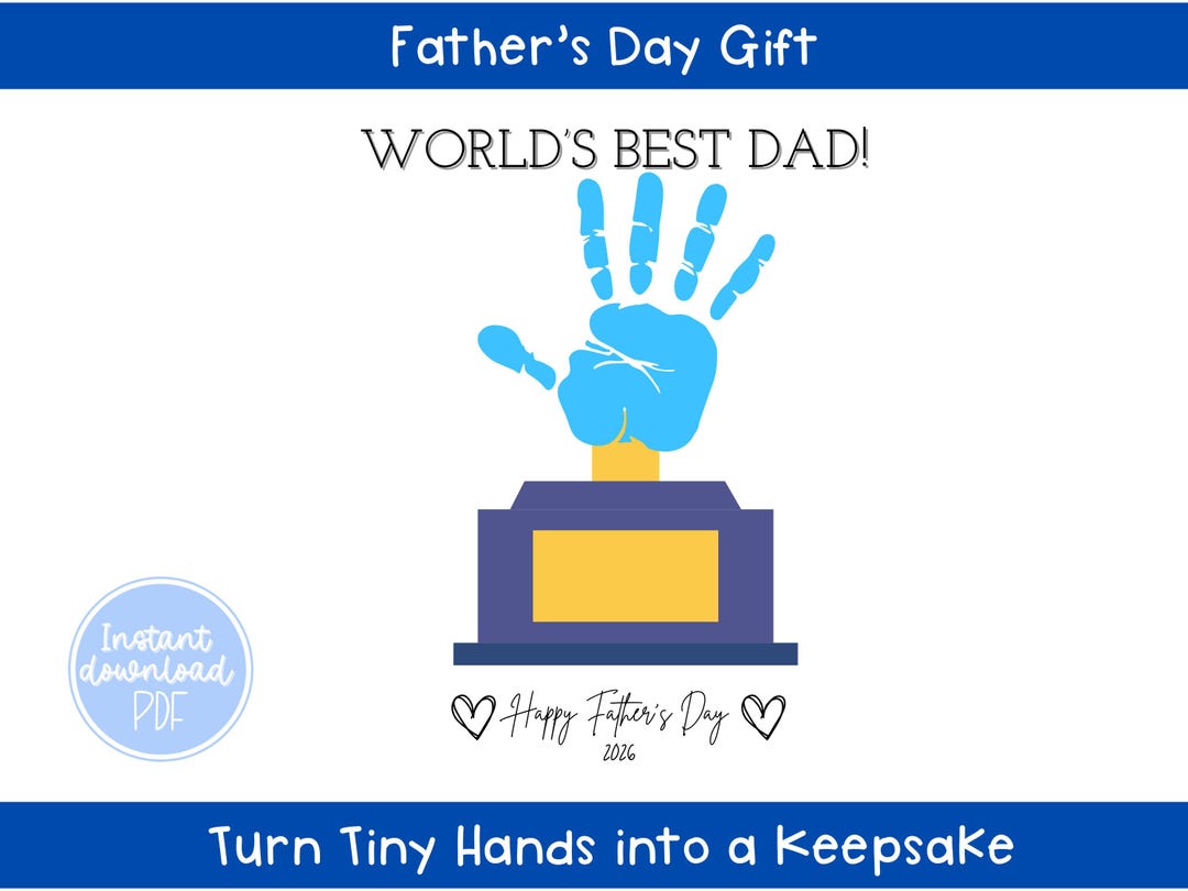 Father’s Day Handprint Printable, DIY Gift for Dad From Kids, Handprint ...