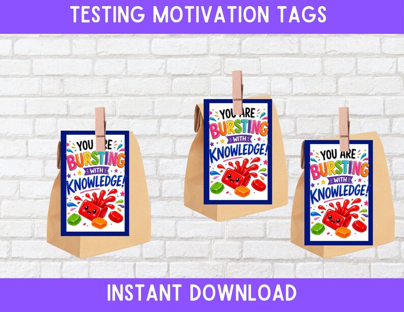 Testing Day Starburst Gift Tags: Student Printable (digital Download ...
