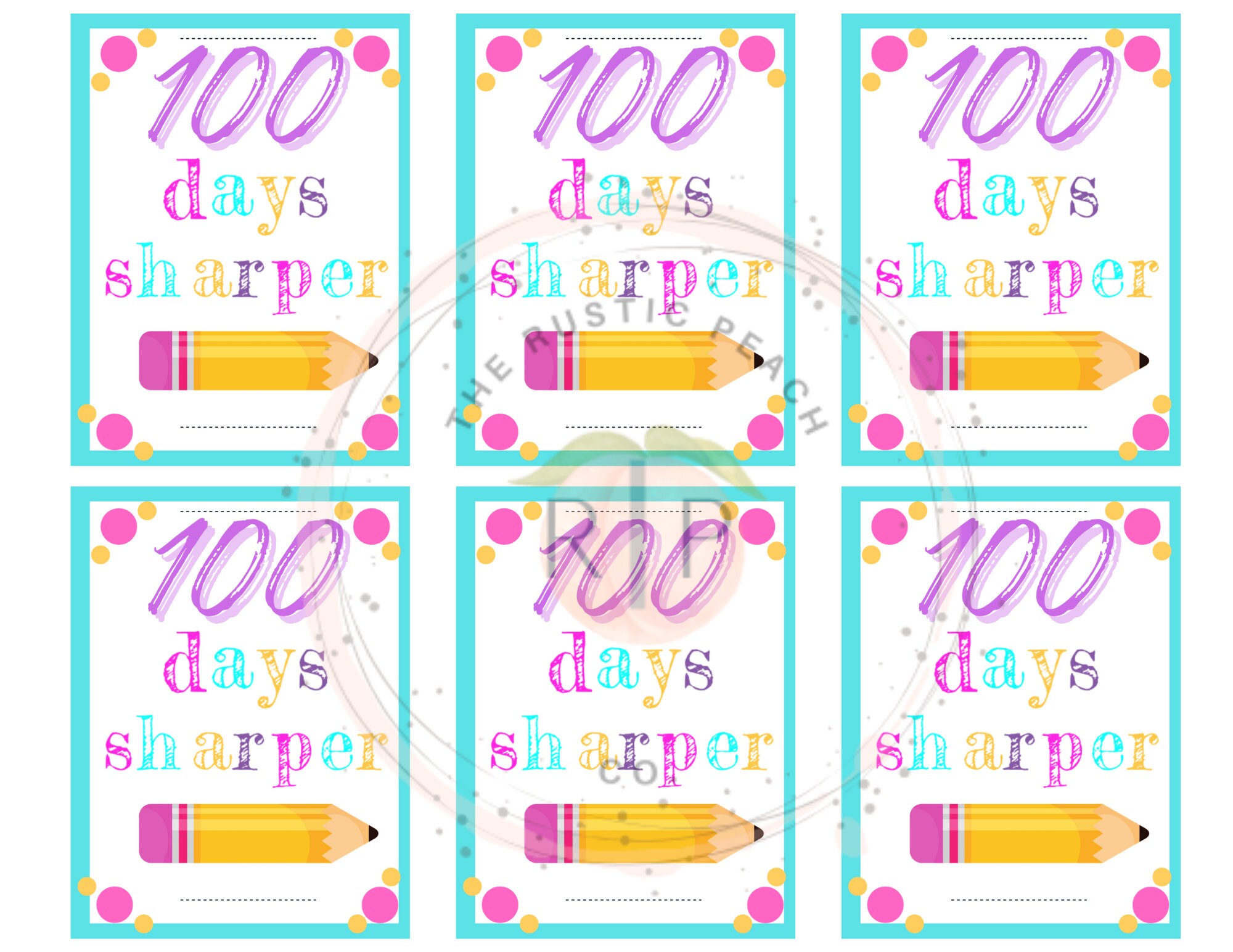 100th Day of School Printable Gift Tag, 100 Days Sharper Pencil Tag ...