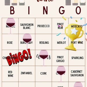 Wine Bingo Game: Wine Tasting Party (printable Games) - Etsy