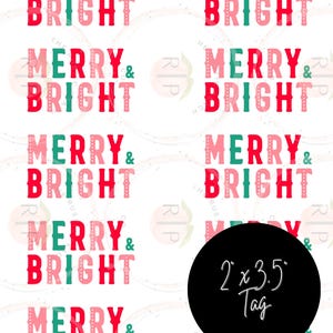 Printable Wishing You a Merry and Bright Christmas Gift Tag, Modern ...