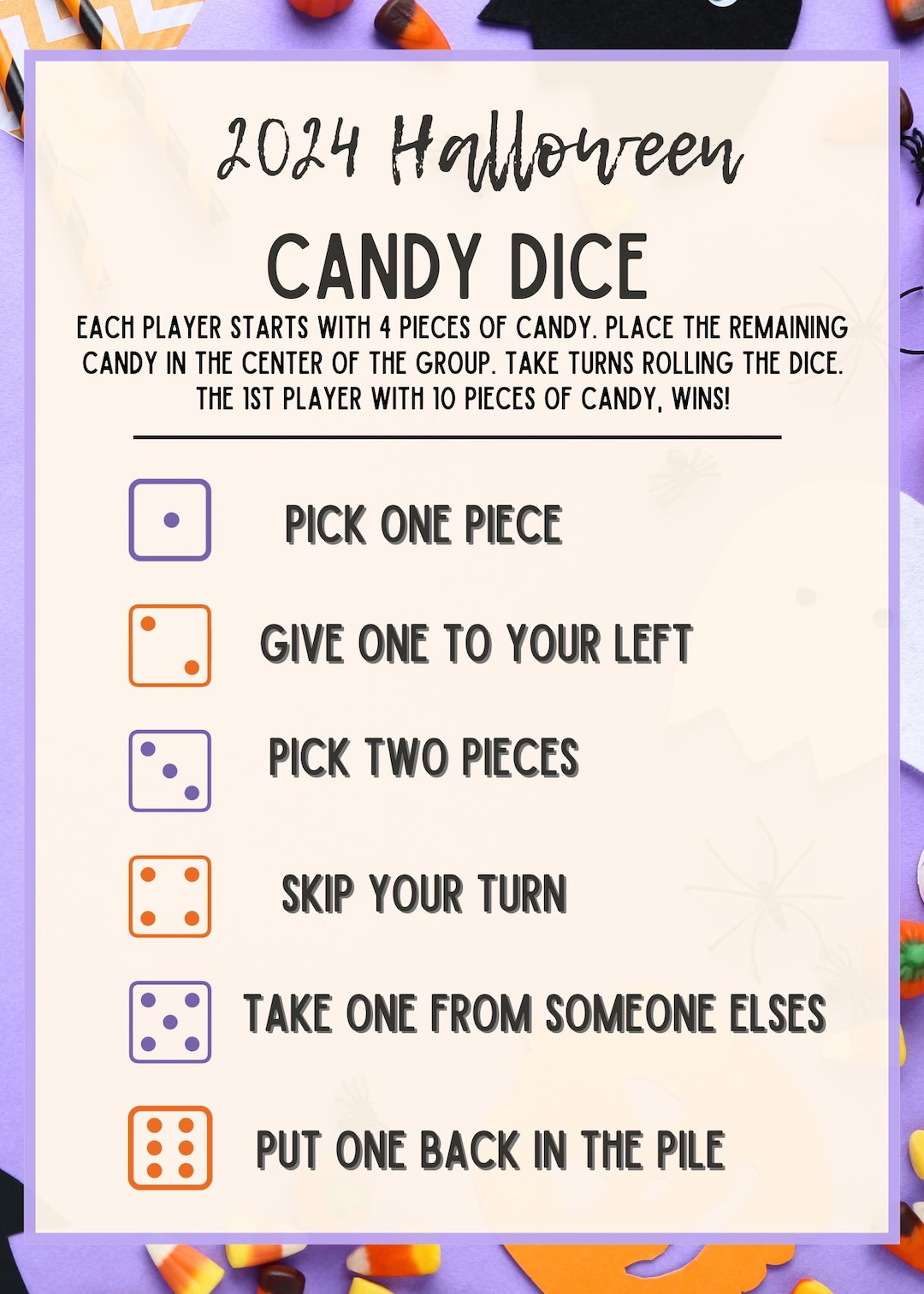 Halloween Candy Dice | Candy Dice Game | Halloween Candy Game ...