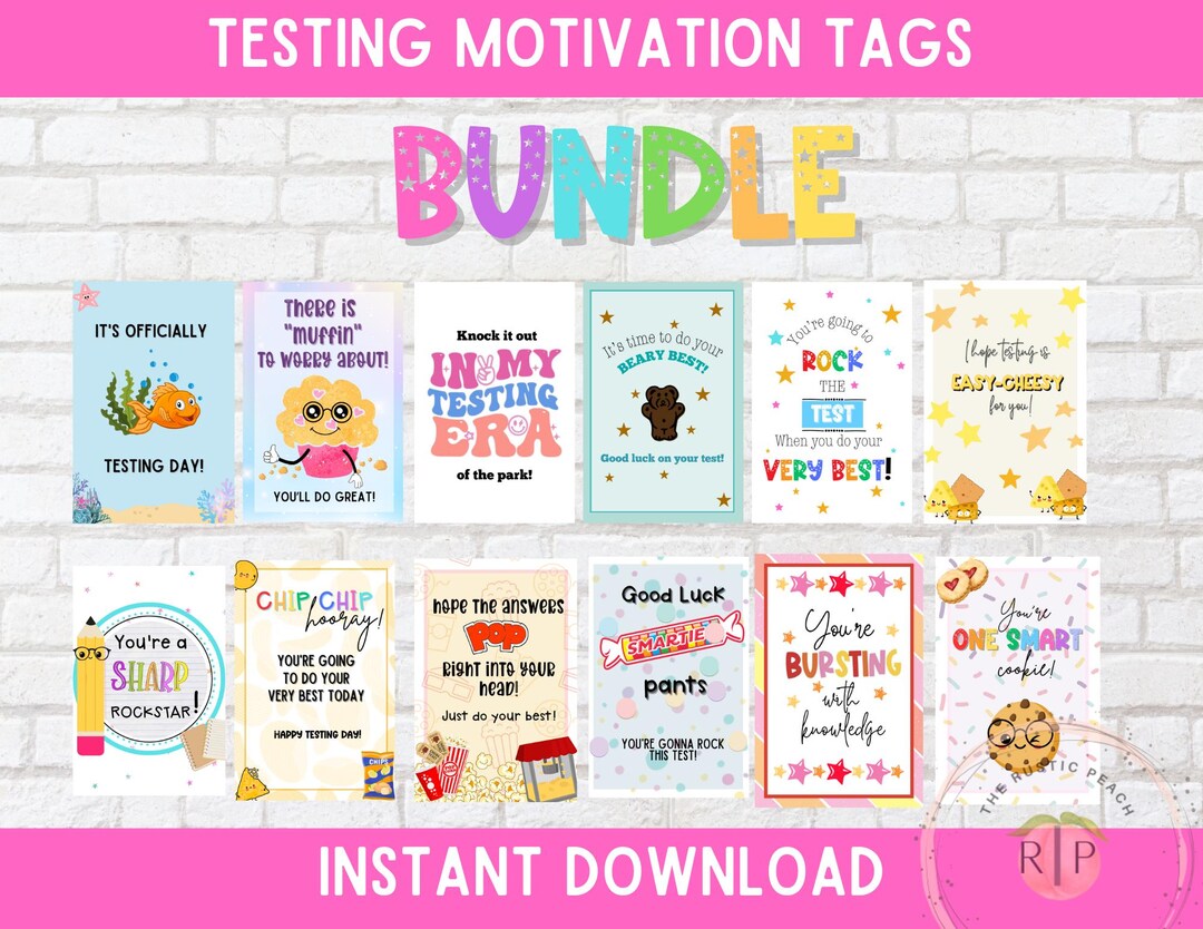 Testing Tags Bundle- Motivational Goody Bag Tags for State Testing ...