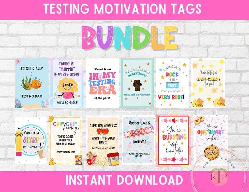 Motivational Testing Treat Tags Bundle Printable Student Encouragement ...