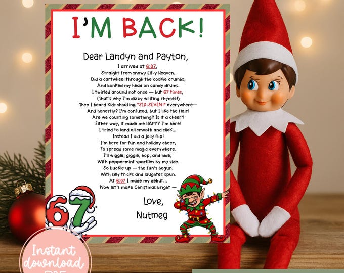 Printable 6-7 Elf Arrival Letter, Six Seven Trending Meme Christmas Elf ...