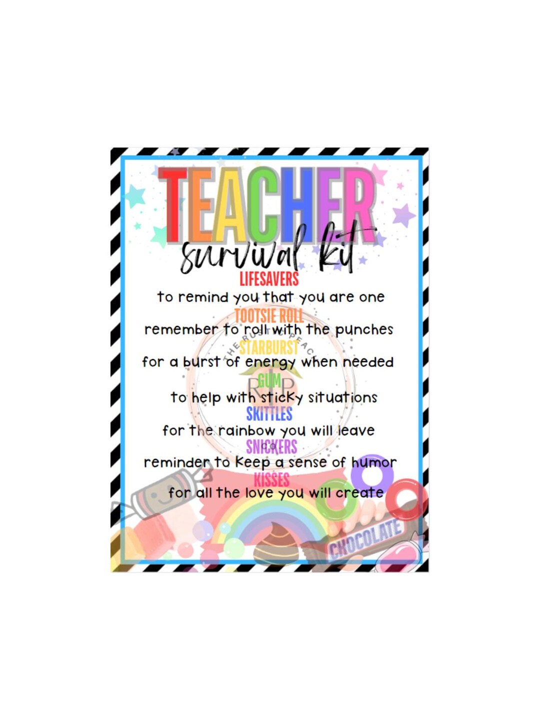 Teacher Survival Kit Printable Gift Tag (instant Download) - Etsy