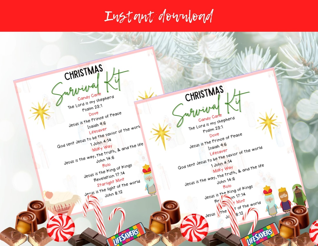 Christmas Survival Kit Printable Holiday Survival Tag Funny Christmas ...