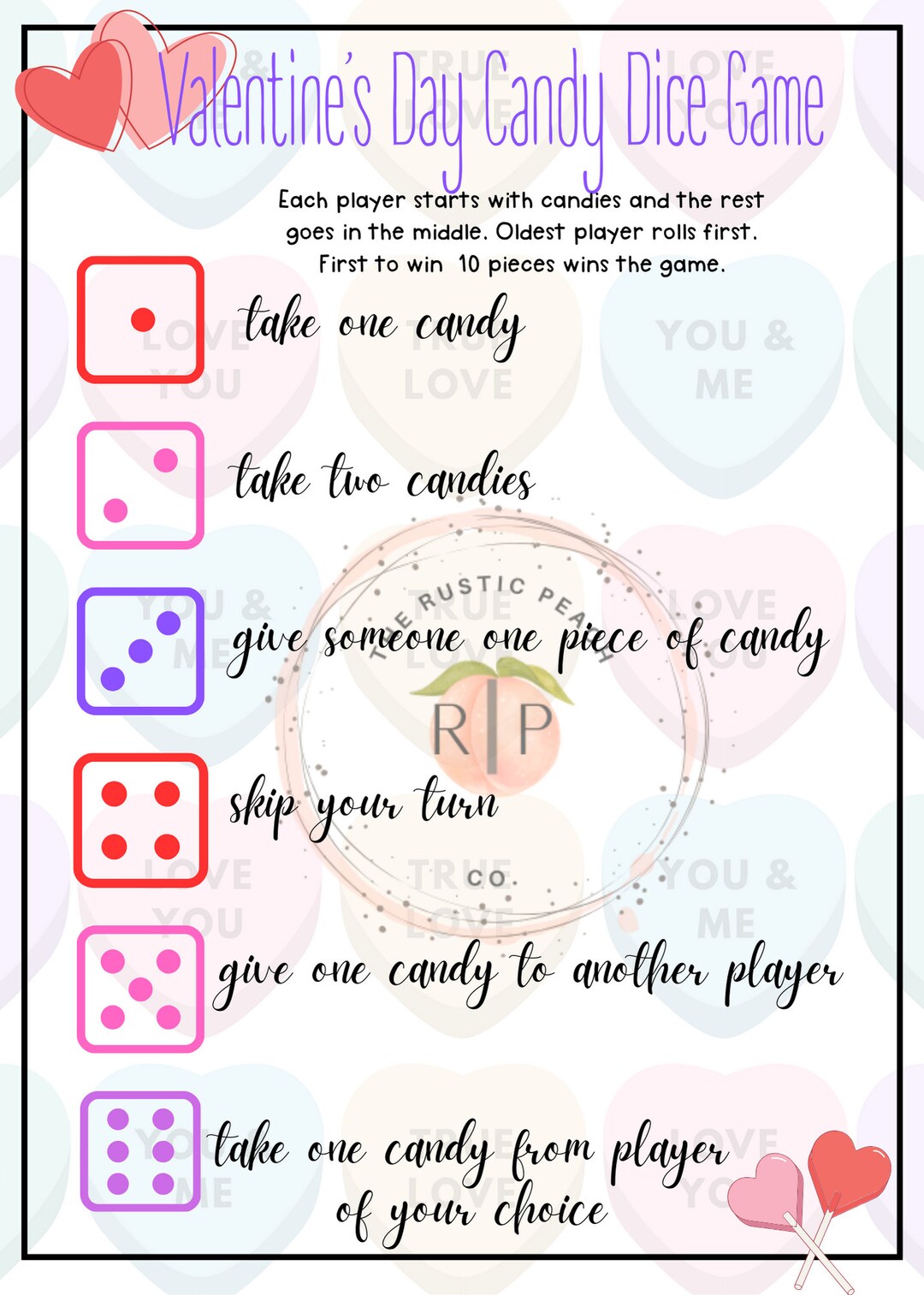 Valentines Day Games, Candy Dice Game, Valentines Day Party Games ...