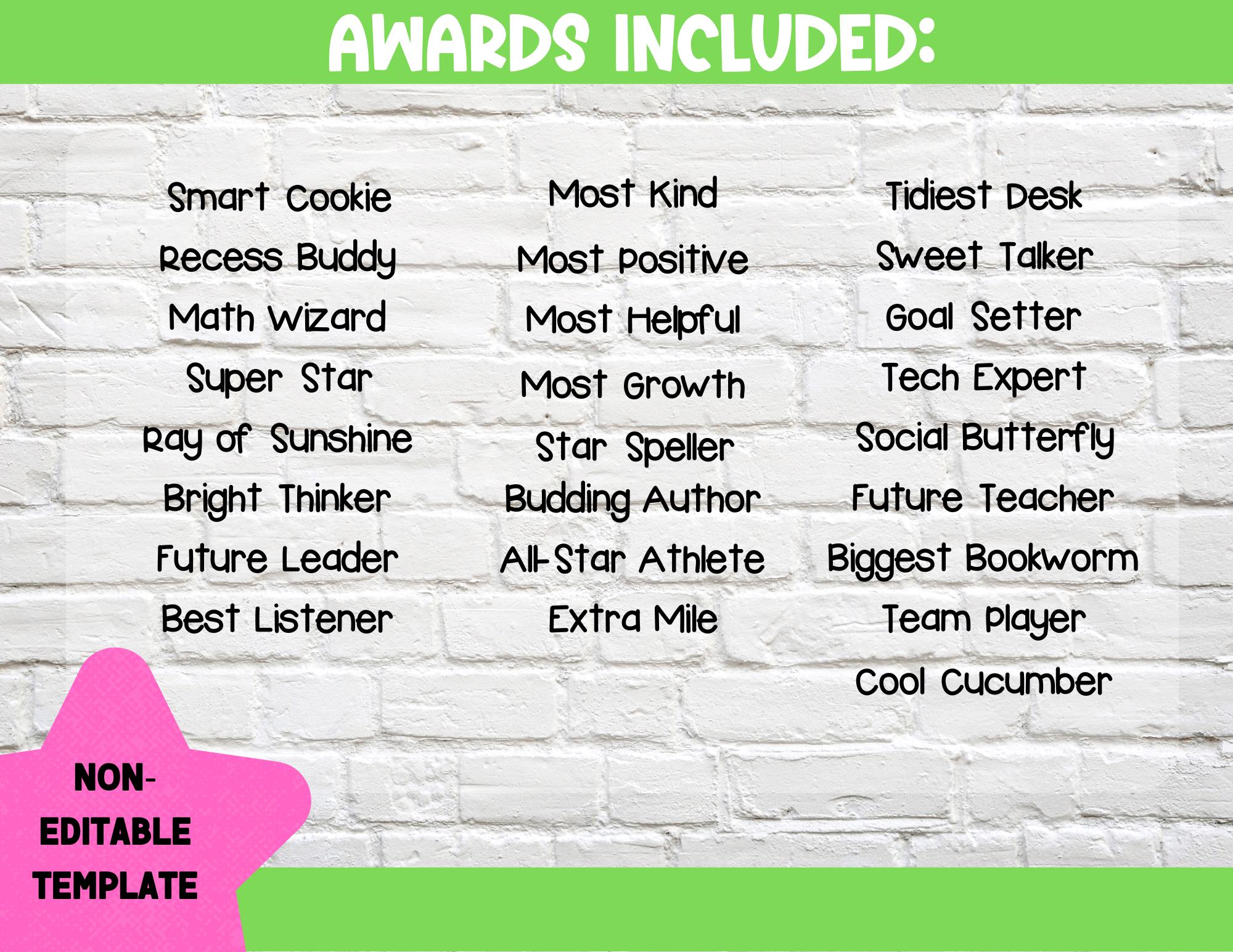 End of Year Student Awards: 25 Unique Printable Certificates (instant ...