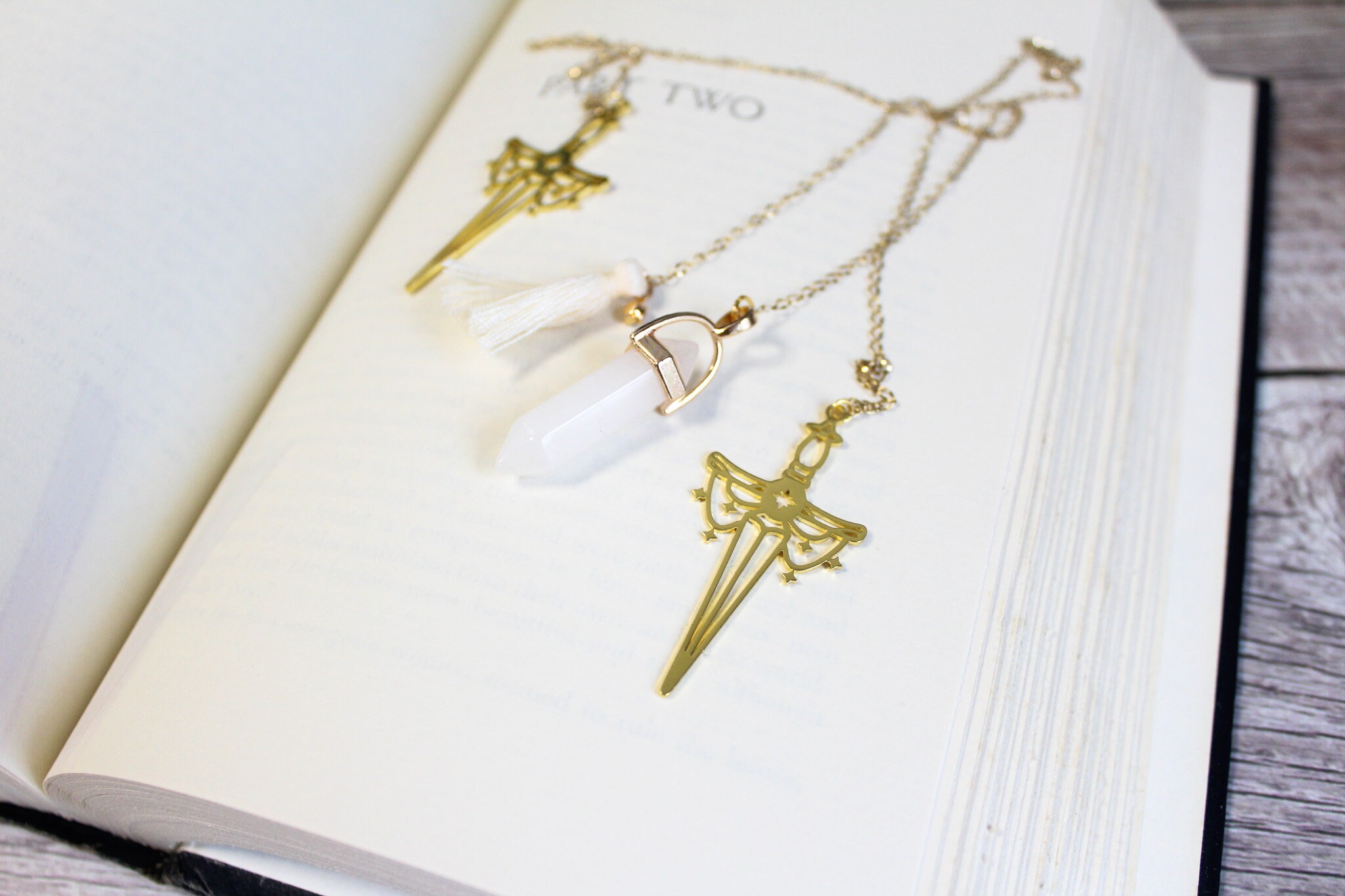Fantasy High Fae Sword Gold Chain Bookmark With Charm and Tassel ...