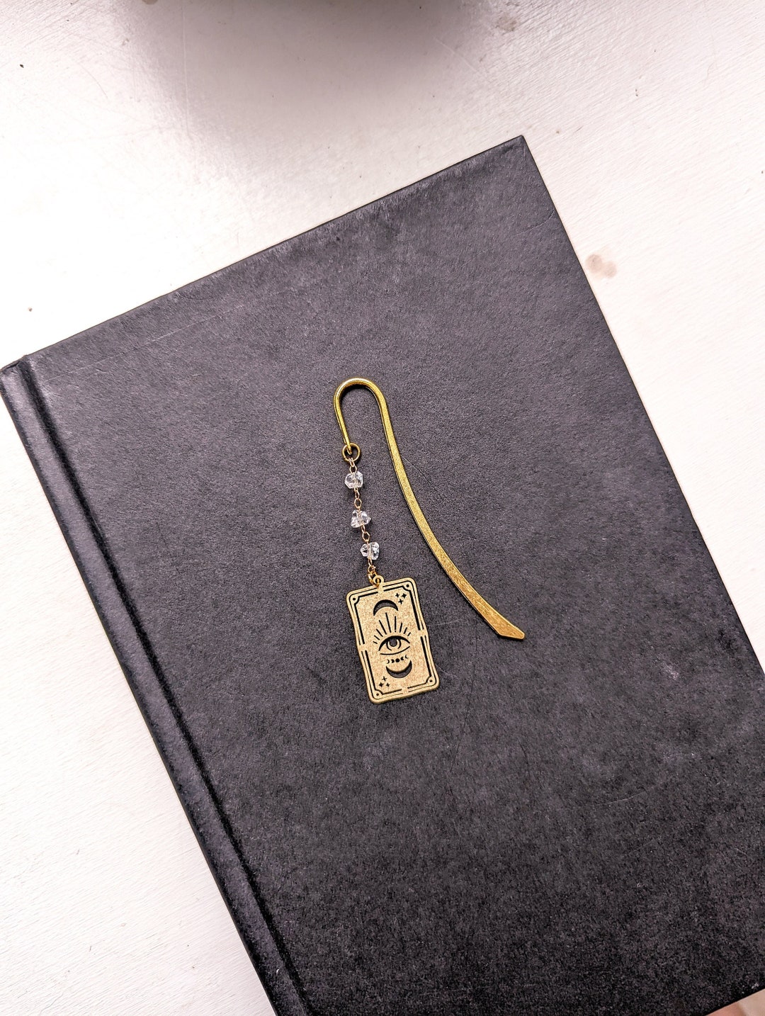 Gold Tarot Card Metal Hook Bookmark With Glass Bead Chain, Gold Hook ...