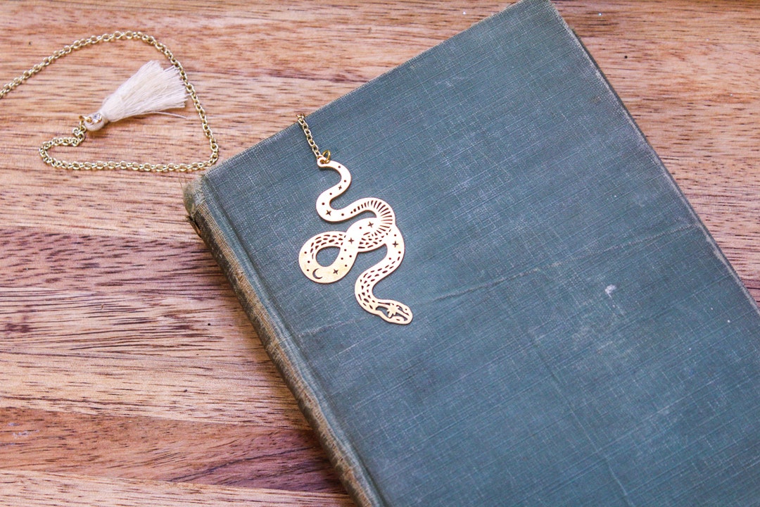 Celestial Snake Gold Chain Bookmark With Tassel or Crystal, Charm ...