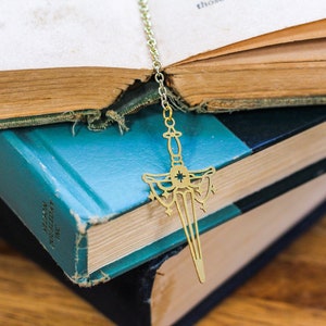 Fantasy High Fae Sword Gold Chain Bookmark With Charm and Tassel ...