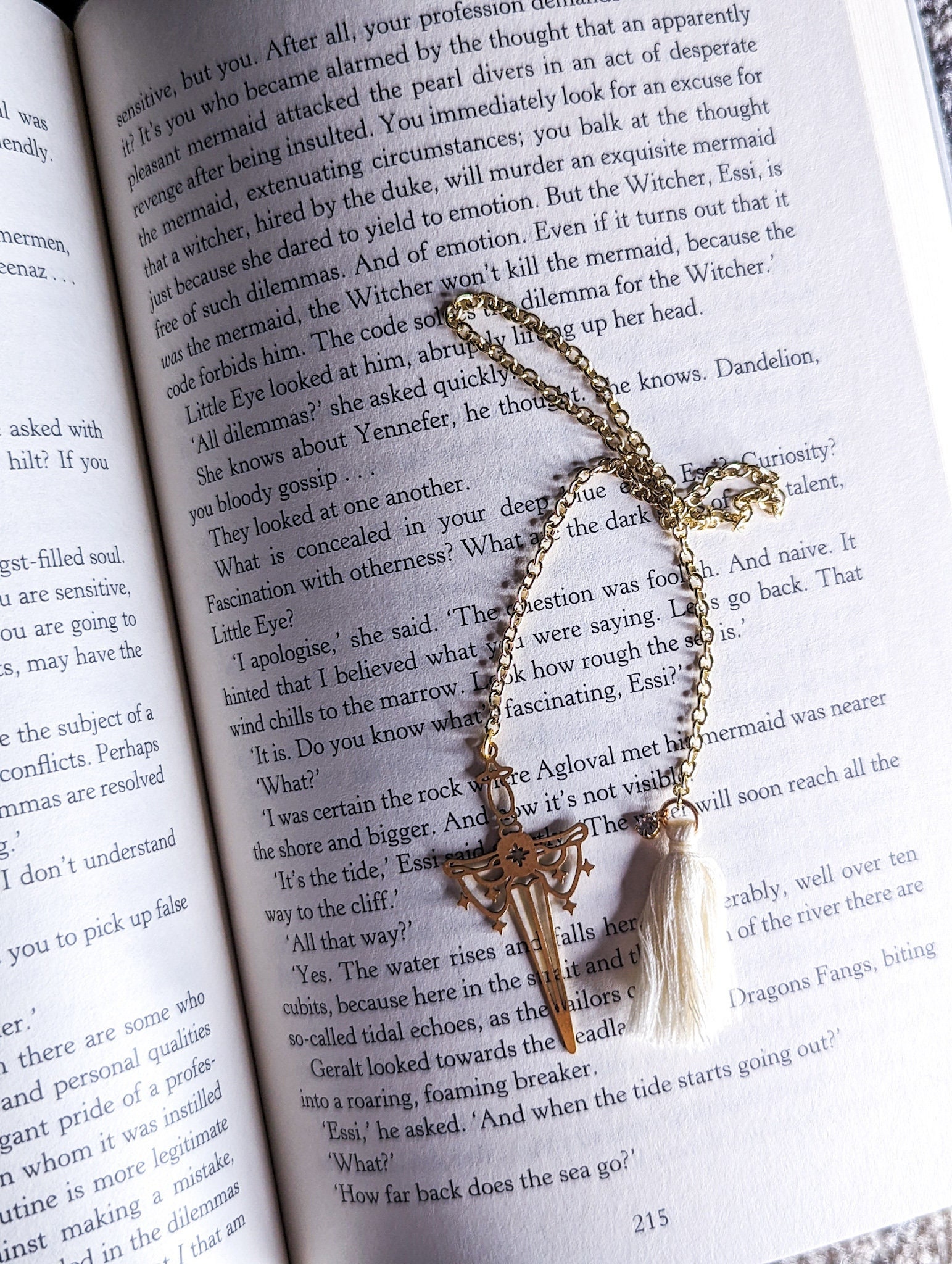Fantasy High Fae Sword Gold Chain Bookmark With Charm and Tassel ...