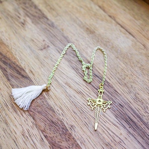 Fantasy High Fae Sword Gold Chain Bookmark With Charm and Tassel ...