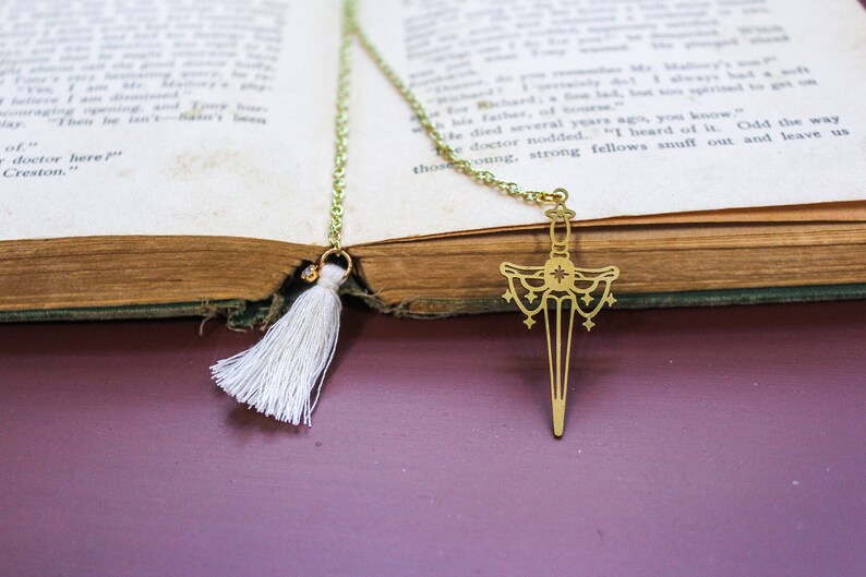 Fantasy High Fae Sword Gold Chain Bookmark With Charm and Tassel ...
