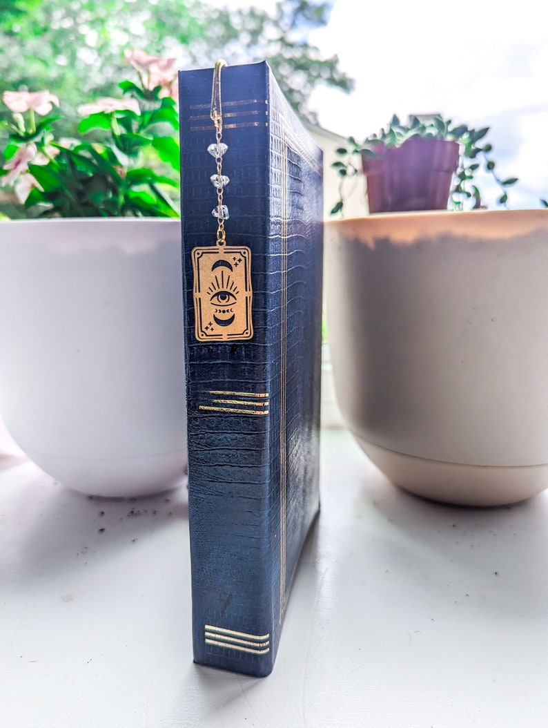 Gold Tarot Card Metal Hook Bookmark With Glass Bead Chain, Gold Hook ...