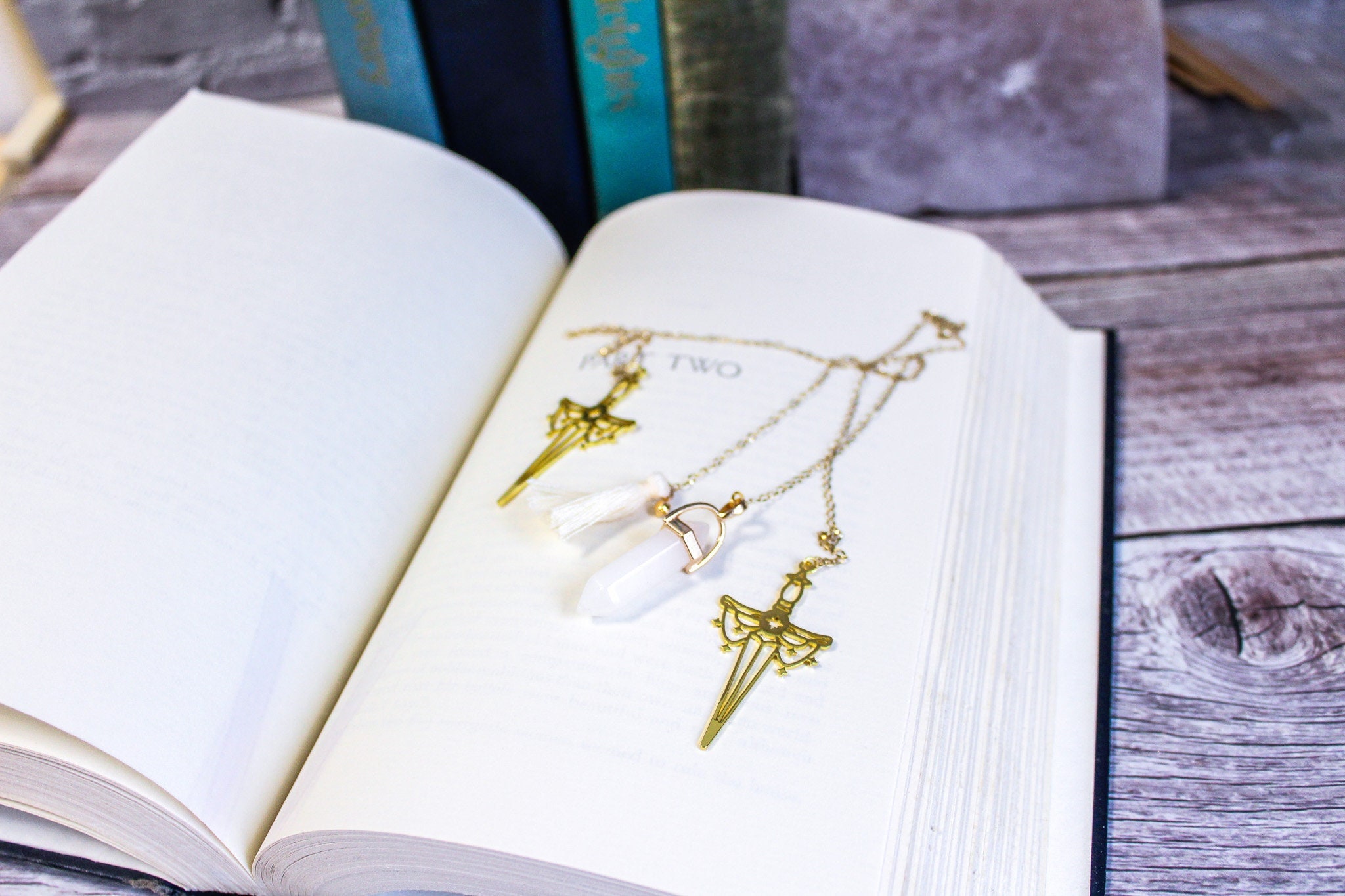 Fantasy High Fae Sword Gold Chain Bookmark With Charm and Tassel ...