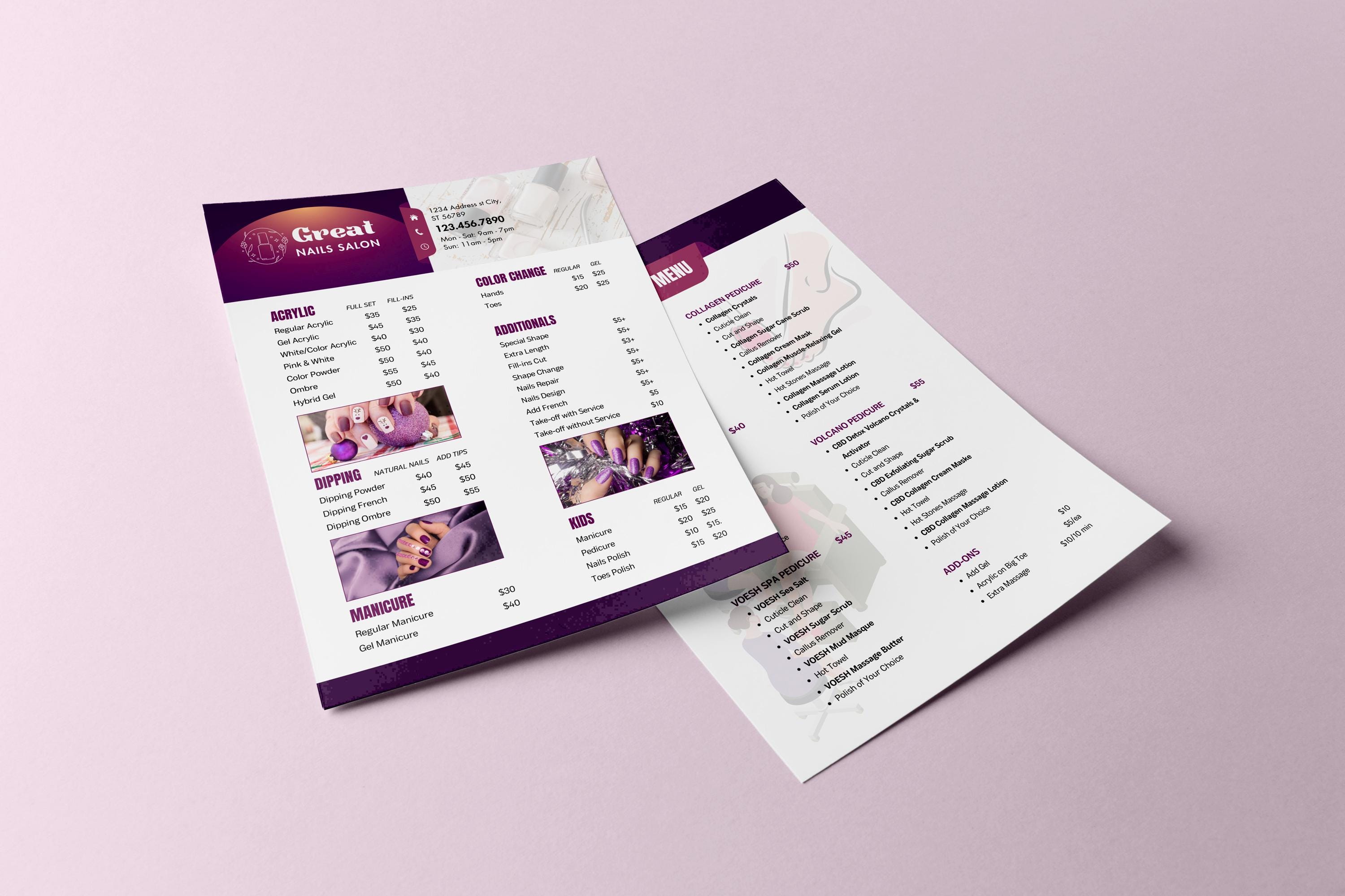 Nail Salon Menu | Editable & Printable Design for Nail Salon | Canva ...