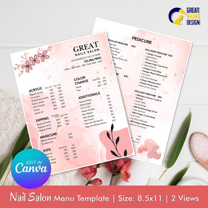Nail Salon Menu | Editable & Printable Design for Nail Salon | Canva ...