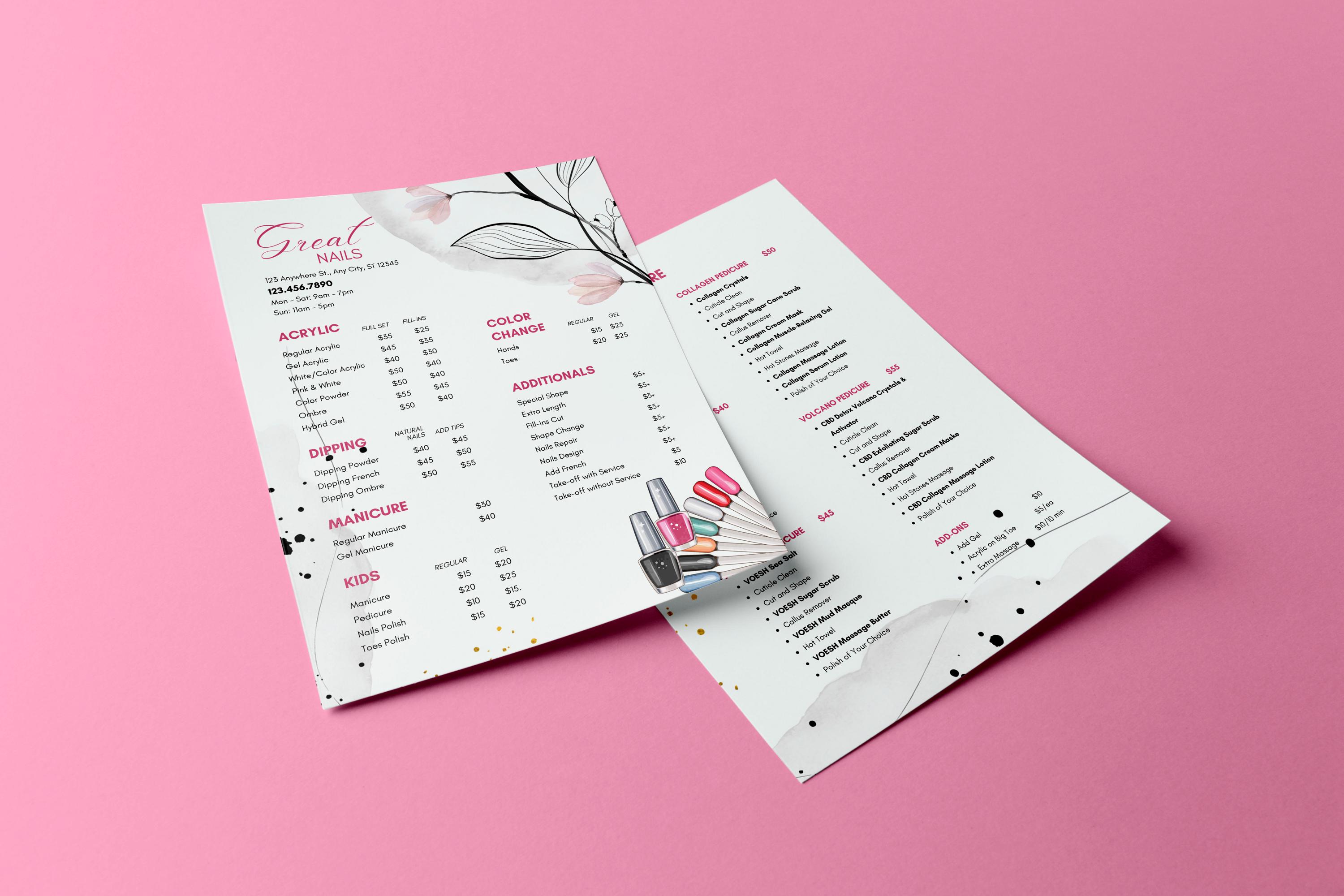 Nail Salon Menu | Editable & Printable Design for Nail Salon | Canva ...