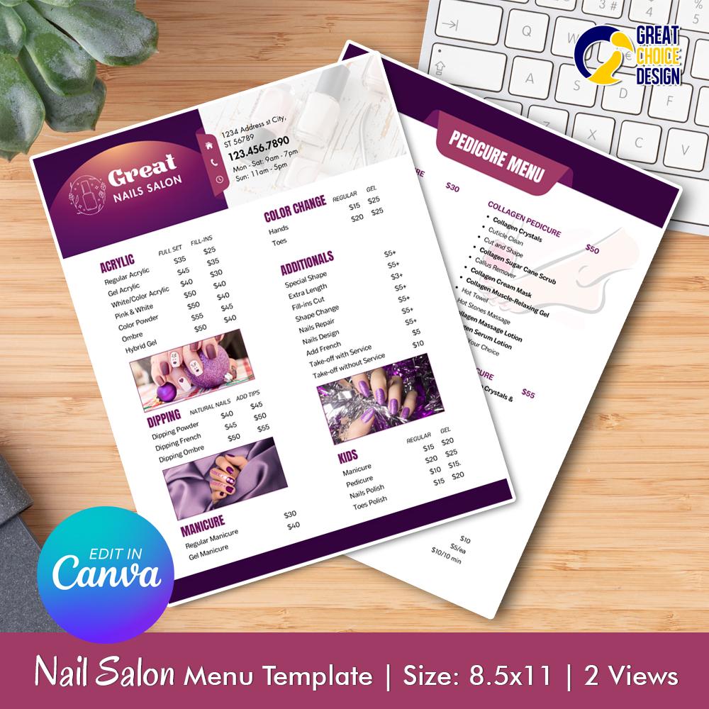 Nail Salon Menu | Editable & Printable Design for Nail Salon | Canva ...