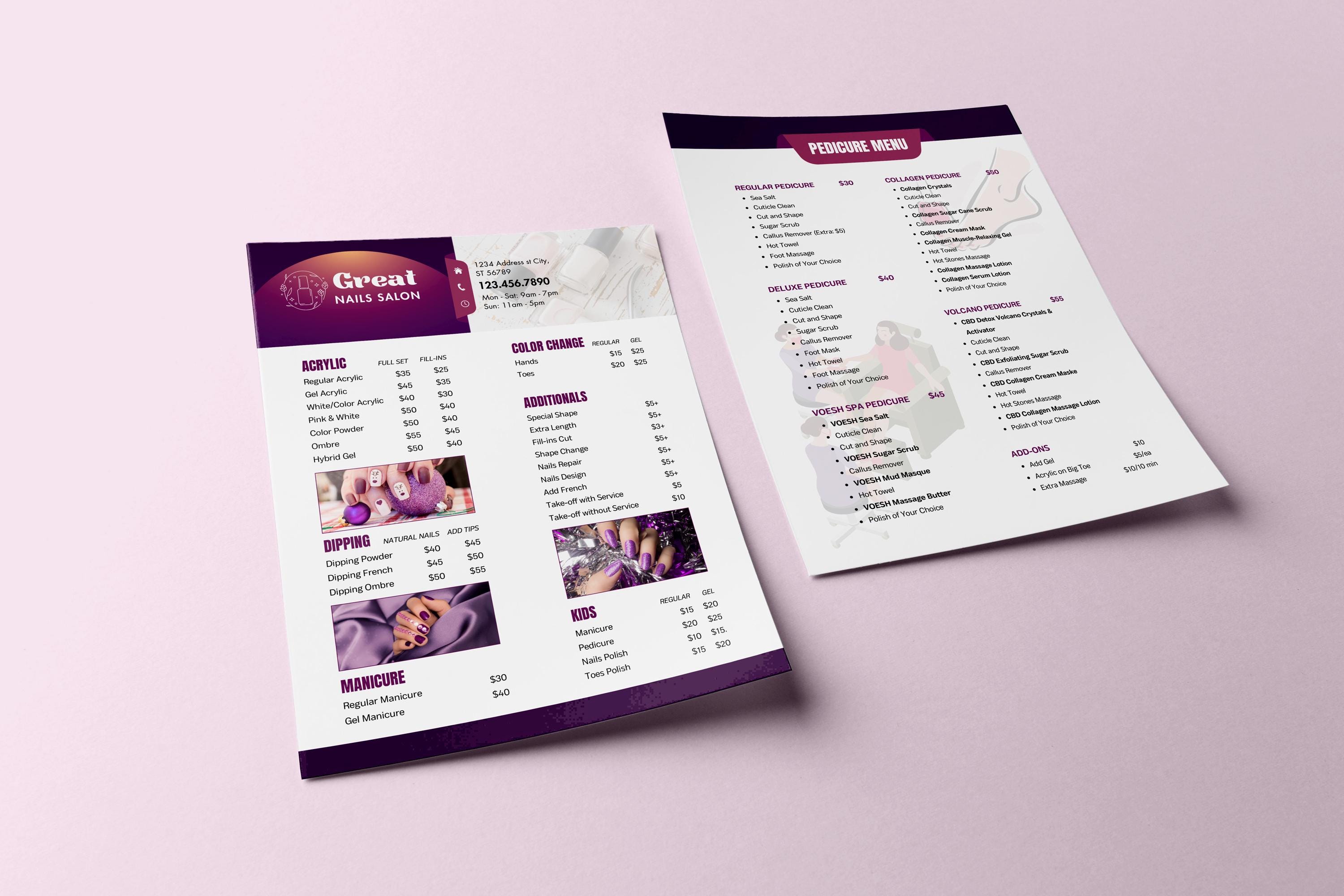 Nail Salon Menu | Editable & Printable Design for Nail Salon | Canva ...
