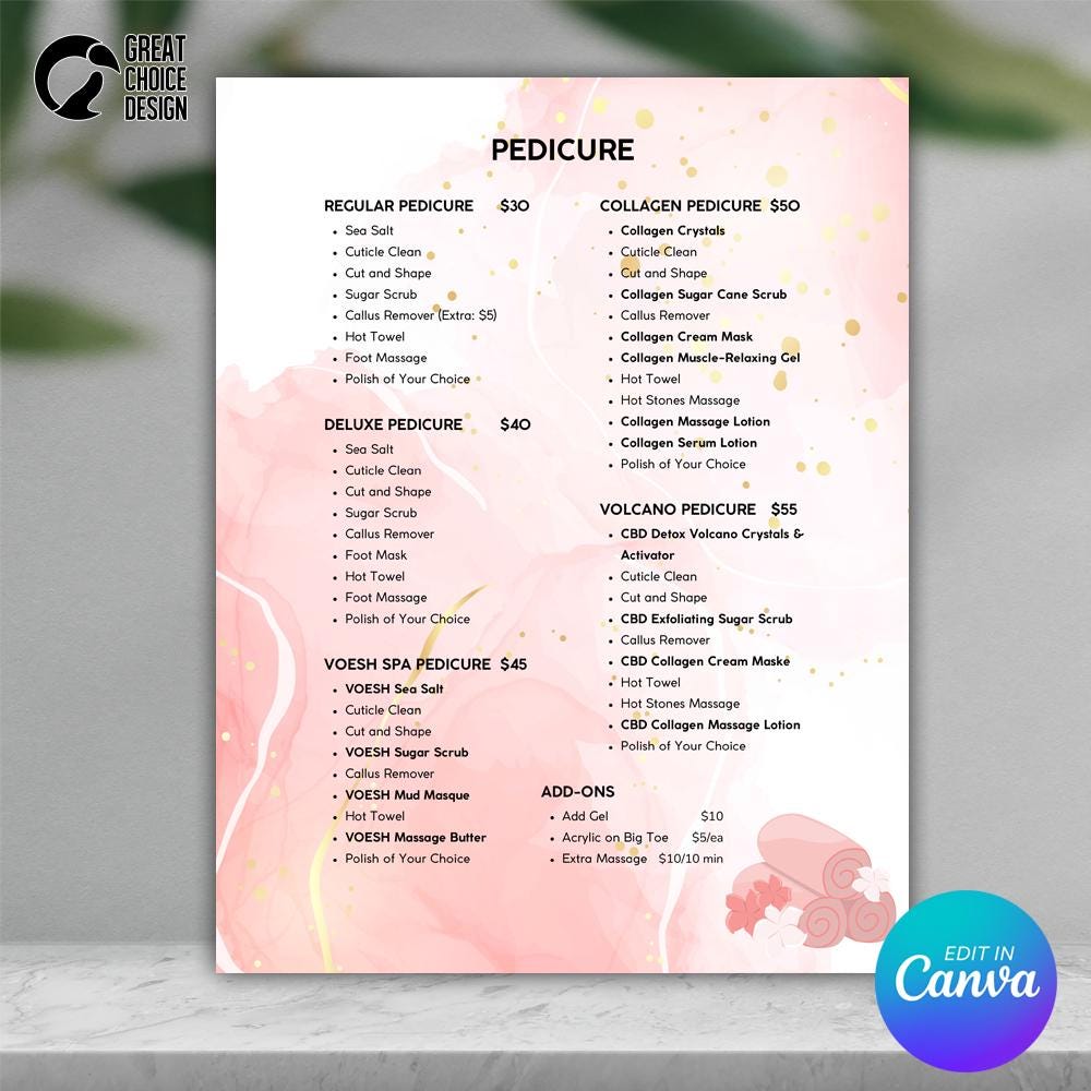 Nail Salon Menu | Editable & Printable Design for Nail Salon | Canva ...