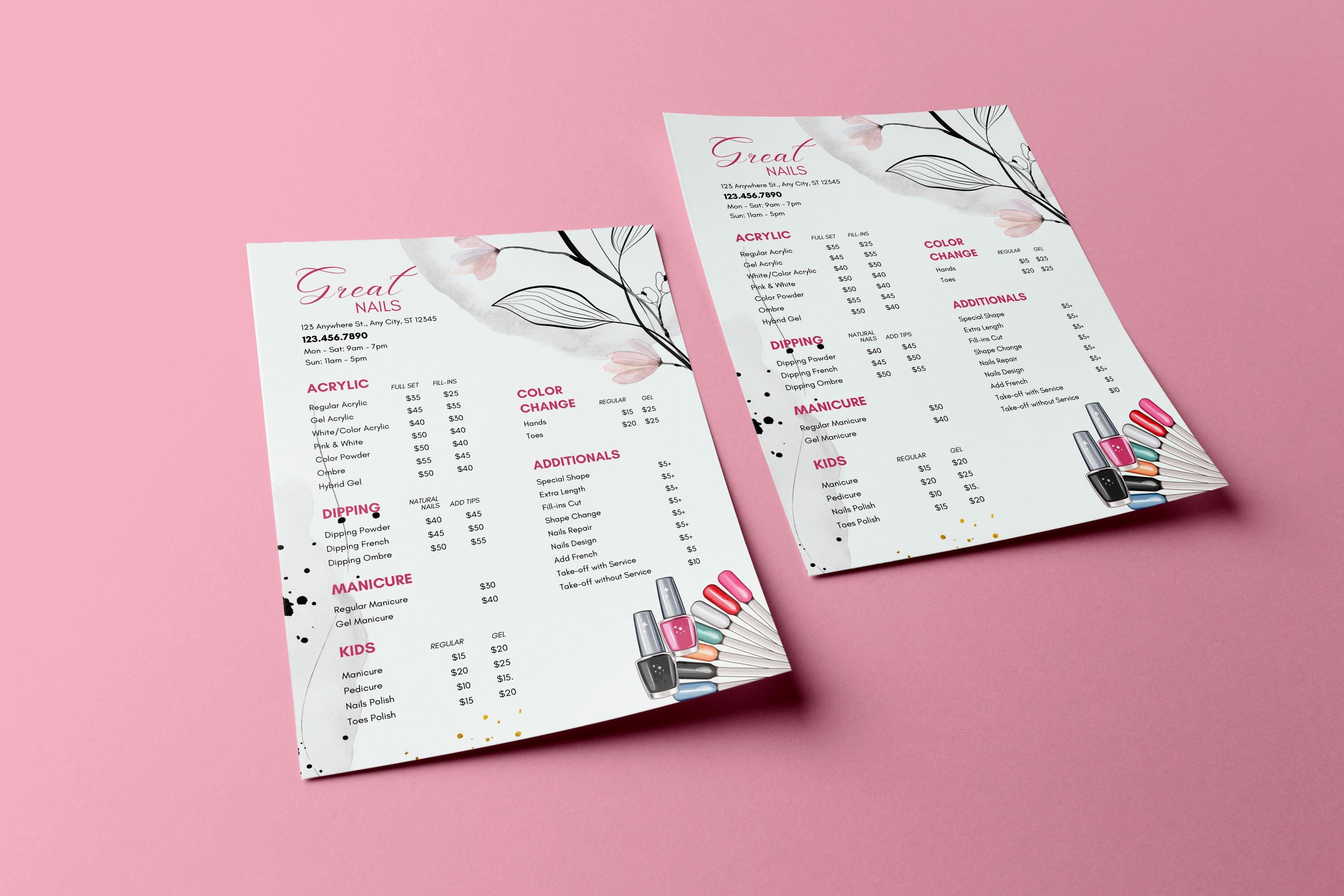 Nail Salon Menu | Editable & Printable Design for Nail Salon | Canva ...