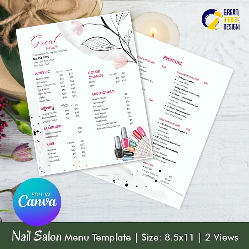 Nail Salon Menu | Editable & Printable Design for Nail Salon | Canva ...
