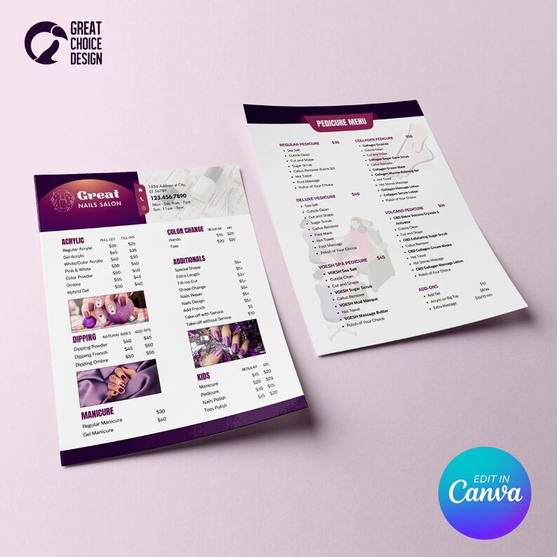 Nail Salon Menu | Editable & Printable Design for Nail Salon | Canva ...