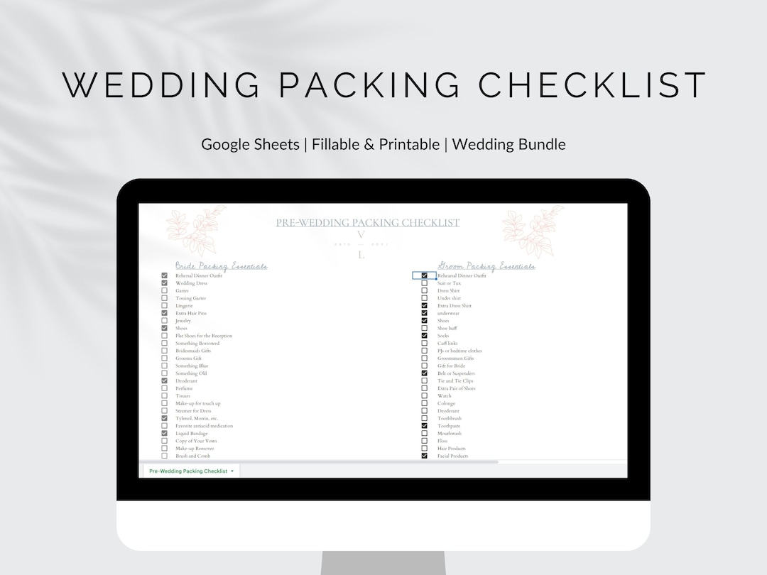Wedding Packing Checklist | Wedding Pre-packing Checklist | Google ...