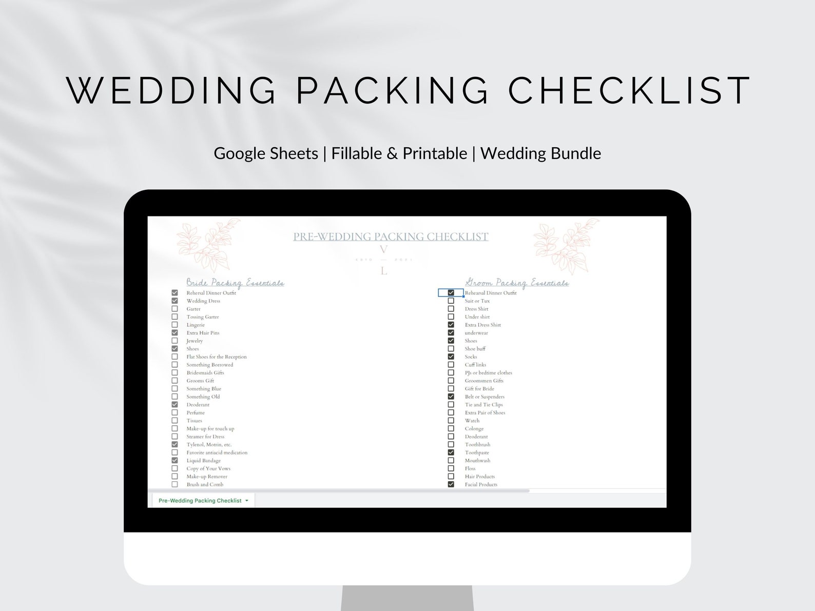 Wedding Packing Checklist | Wedding Pre-packing Checklist | Google ...