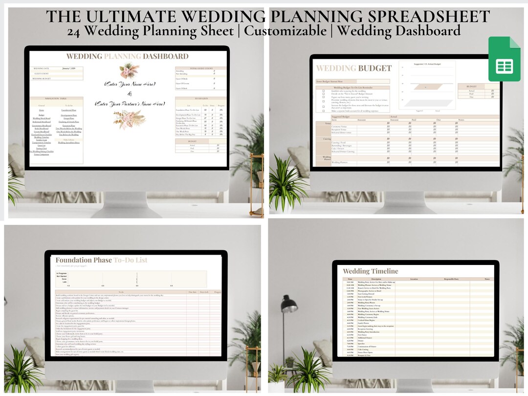 Boho Wedding Planning Spreadsheet: Digital Google Sheets Planner - Etsy