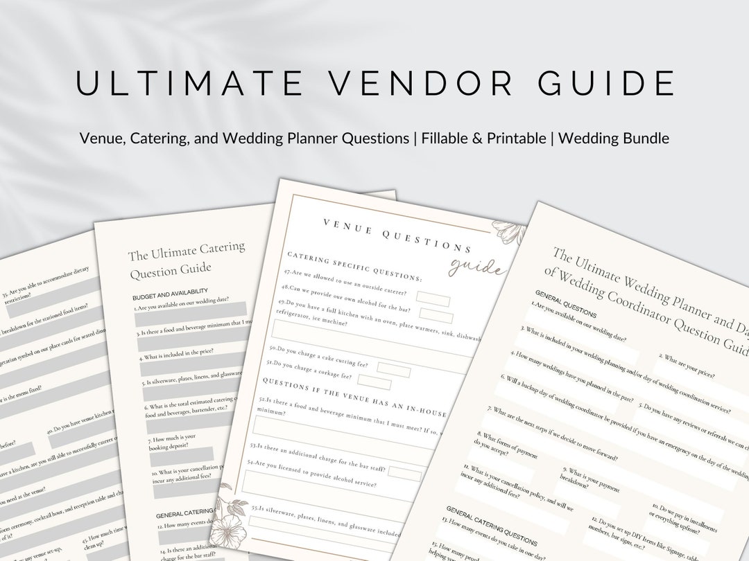 Wedding Vendor Questions Guide | Event Vendor Questions Guide | Wedding ...