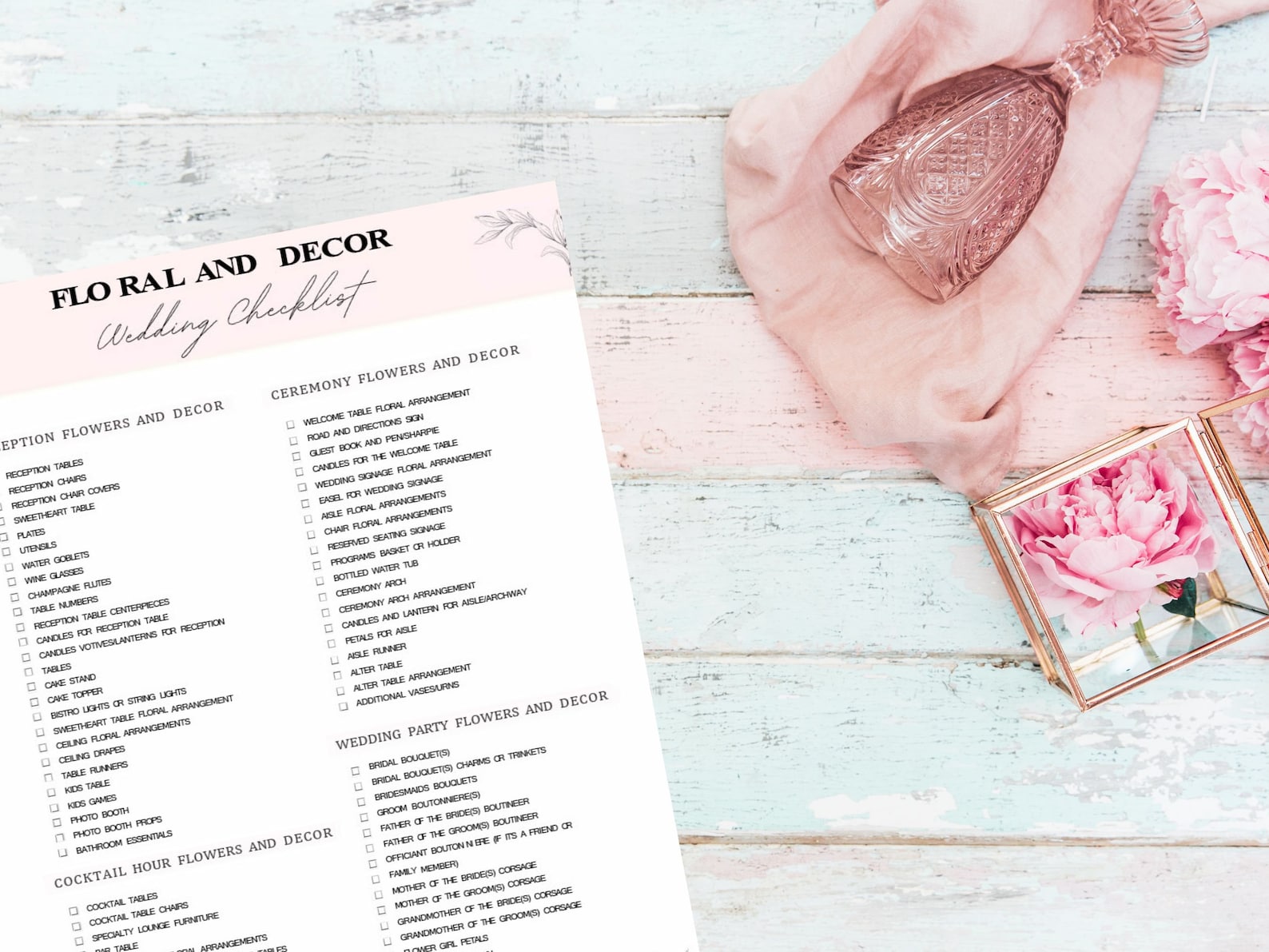 Wedding Flower Checklist | Wedding Planning Checklist | Fillable ...