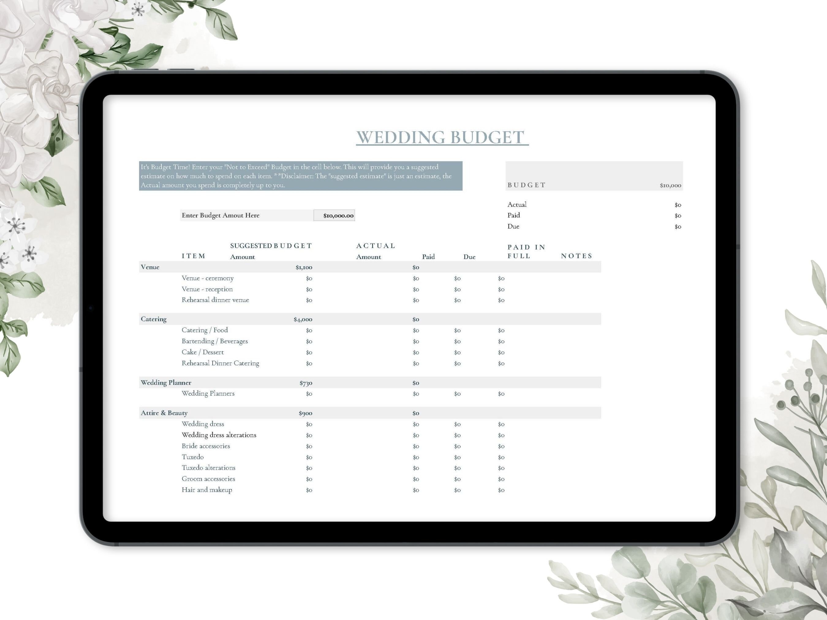 Wedding Budget Spreadsheet Wedding Budget Google Sheets - Etsy